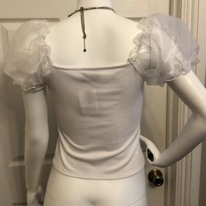 The Moon | Tops | Nwt The Moon White Top With Sheer Puff Shoulder ...